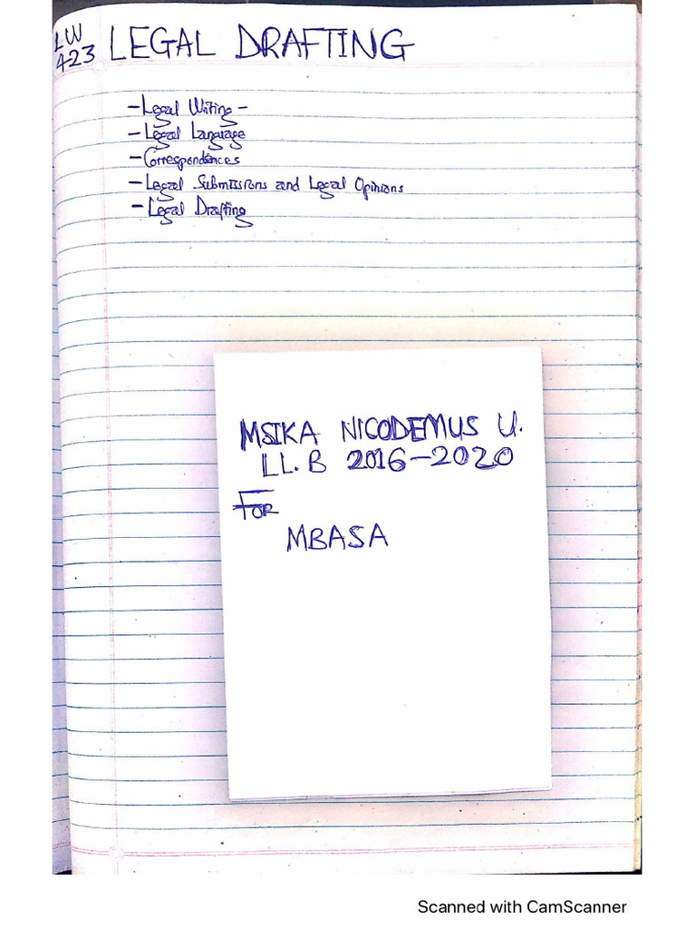 Legal Writing and Drafting Notes. LW 423 | PDF