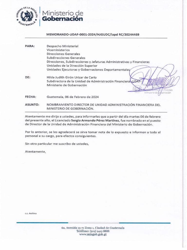 0001.2024 NOMBRAMIENTO DIRECTOR DE UNIDAD DE ADMINISTRACIÃ_N FINANCIERA DEL MINISTERIO DE ...