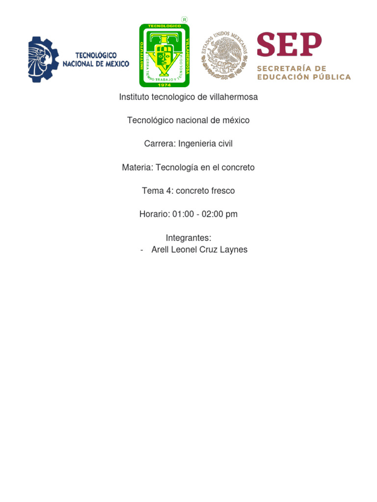 Tema 4 Concreto Fresco - A.L.C.L. | PDF | Hormigón | Materiales