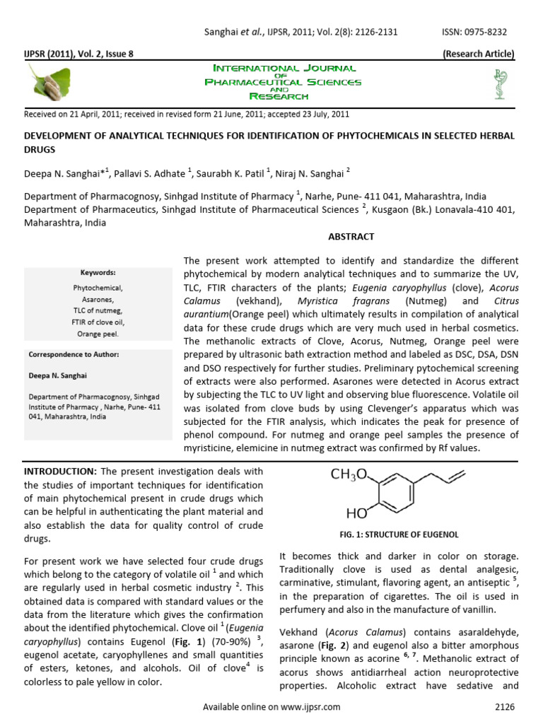 30 Vol.2 8 IJPSR 691 Paper 141 | PDF | Solubility | Thin Layer ...