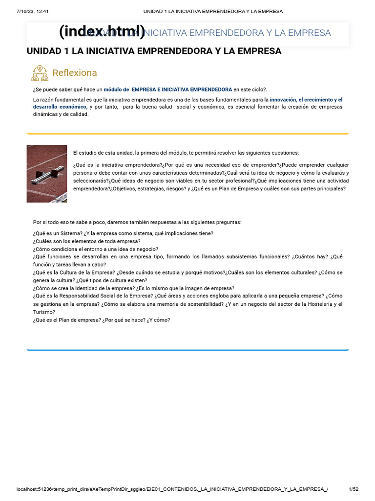 Unidad 1 La Iniciativa Emprendedora y La Empresa | PDF | Business | Iniciativa empresarial