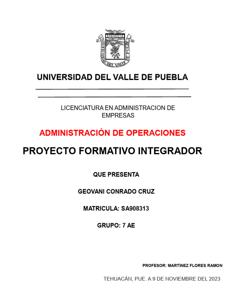 Proyecto Final Administracion de Operaciones Terminado | PDF | Calidad (comercial) | Business