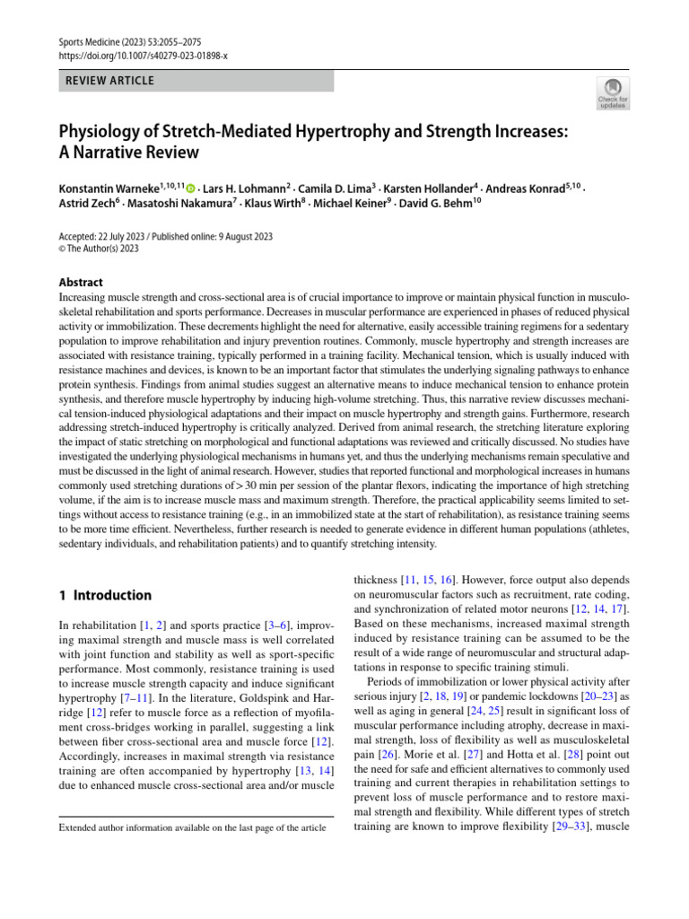 Physiology of Stretch0Mediated Hypertrophy and Strength Increases | PDF ...