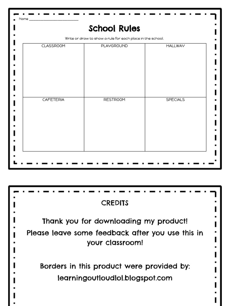 School Rules: Classroom Playground Hallway | PDF