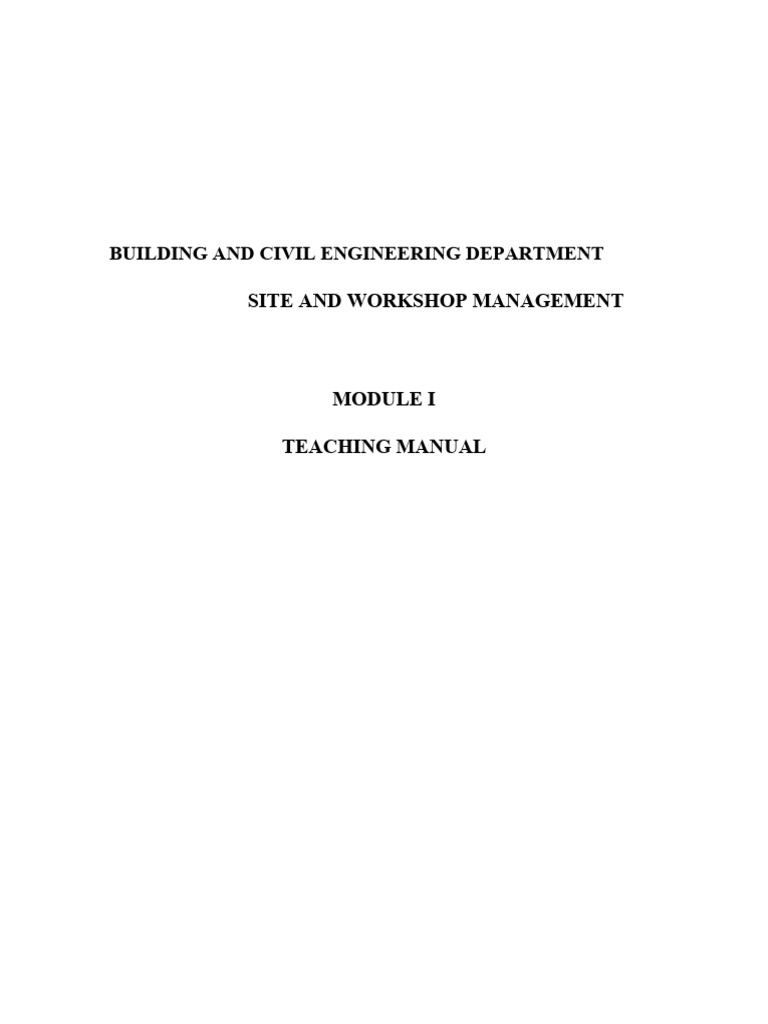 Site and Workshop Management Manual | PDF | Organizational Structure ...