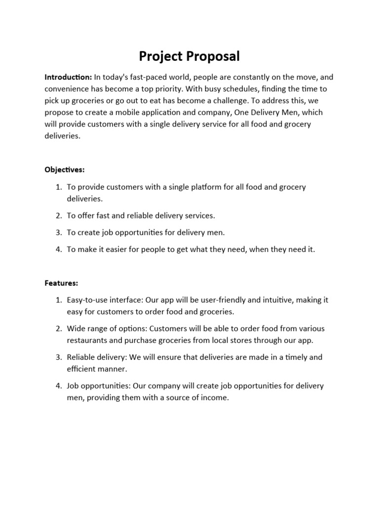 Project Proposal Delivery | PDF