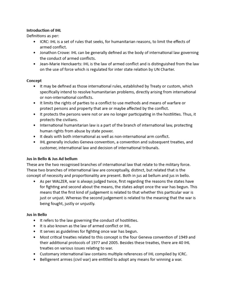 Introduction of IHL | PDF | International Humanitarian Law | Geneva ...