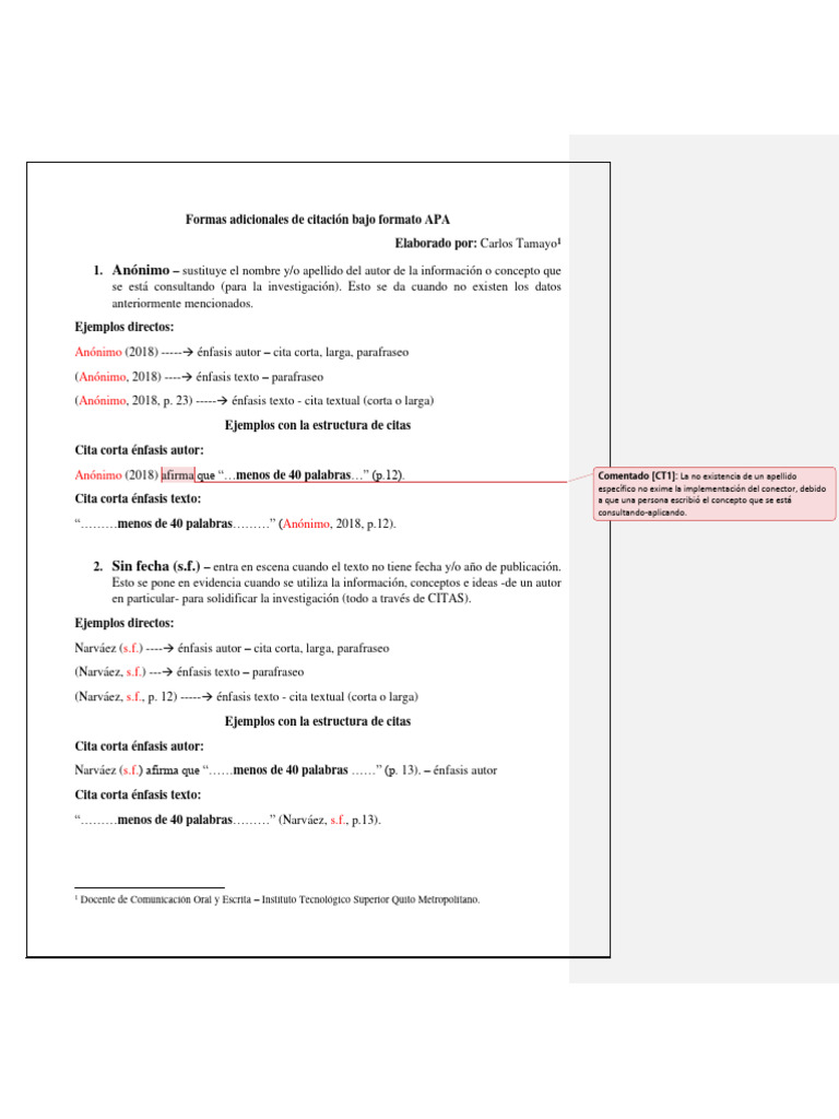 Formas Adicionales de Citación Bajo Formato APA - FINAL | PDF | Información