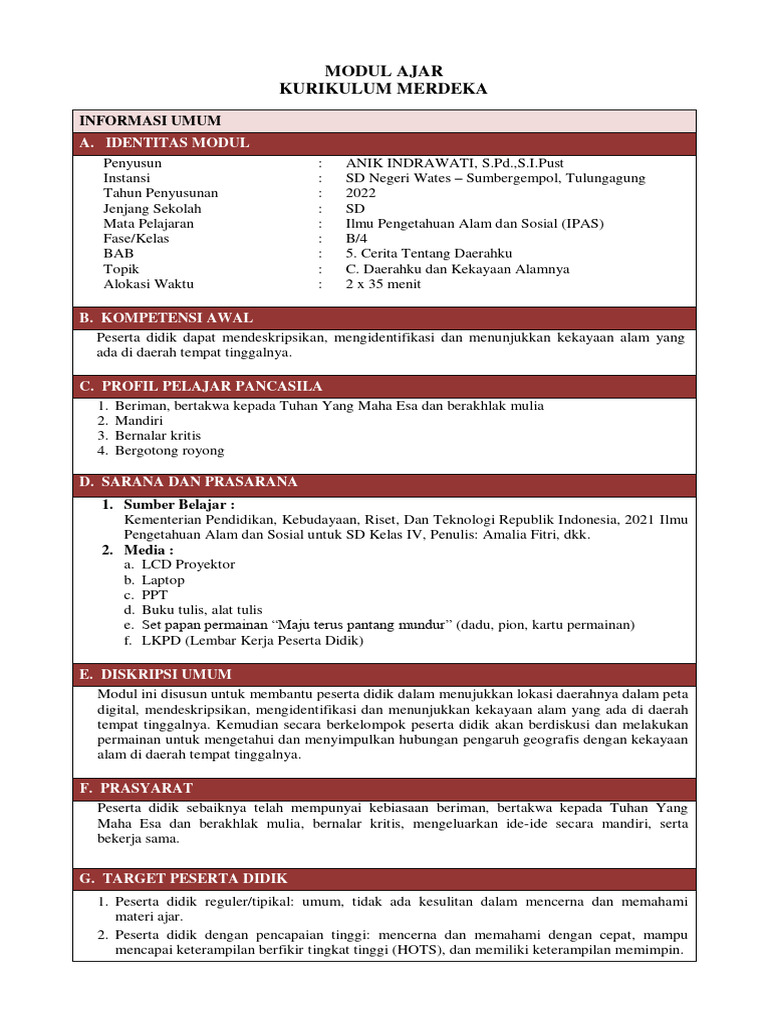 Modul Ajar Kurikulum Merdeka | PDF