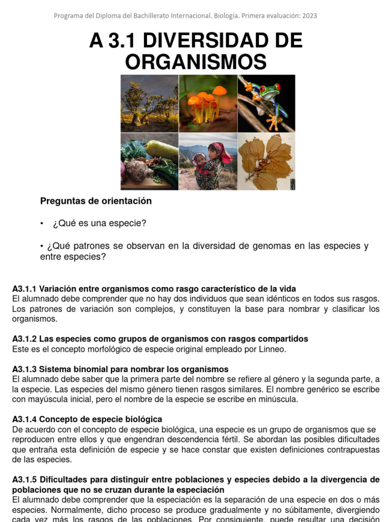A 3.1 Diversidad de Organismos 1 | PDF | Polimorfismo de nucleótido ...
