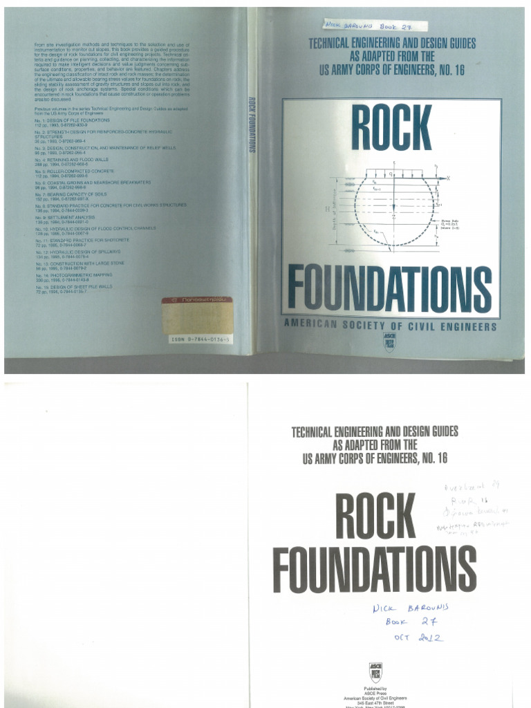 ASCE US Army Corps of Engineers No16 - Rock Foundations | PDF