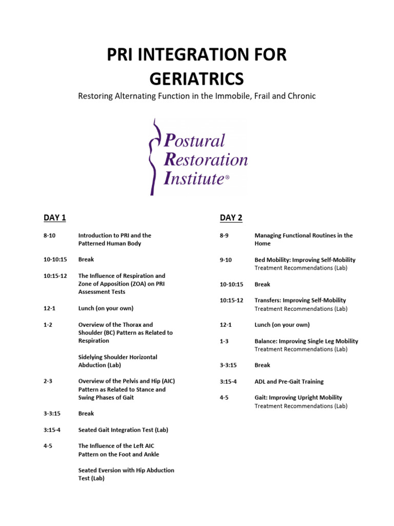 PRI Integration For Geriatrics - Complete File | PDF | Pelvis | Abdomen