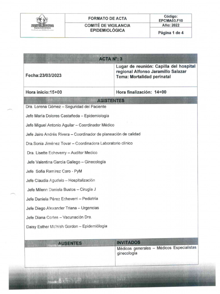Acta 3 Comité de Vigilancia Epidemiologa | PDF