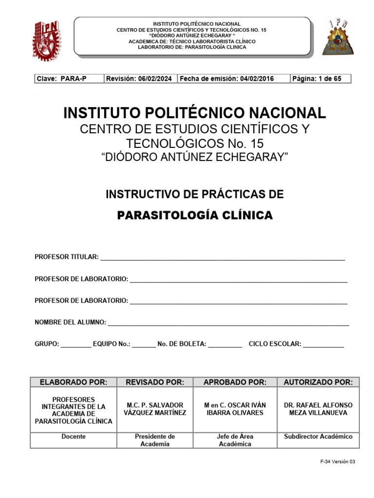 Manual de Practicas Parasitologia Fco 2024 Mod | PDF | Laboratorios | Heces