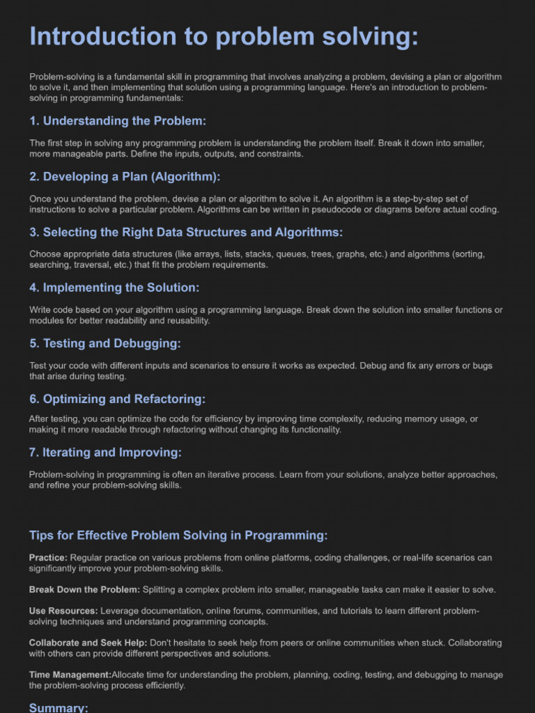 Introducion To Problem Solving - Abdul Rehman | PDF