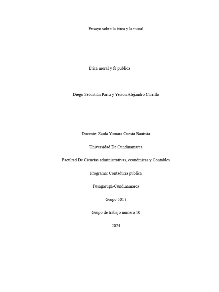 Ensayo Sobre La Ética y La Moral | PDF | Moralidad | Contabilidad