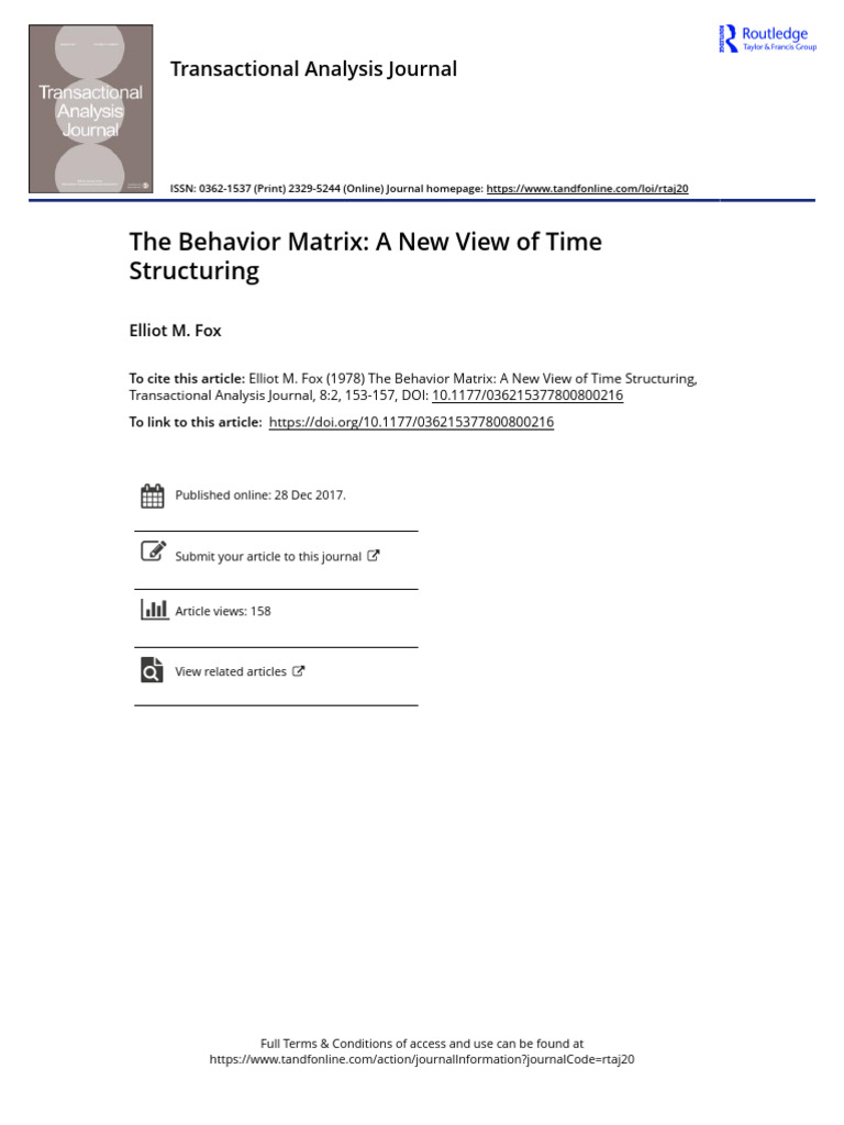 The Behavior Matrix A New View of Time Structuring | PDF | Psychology ...