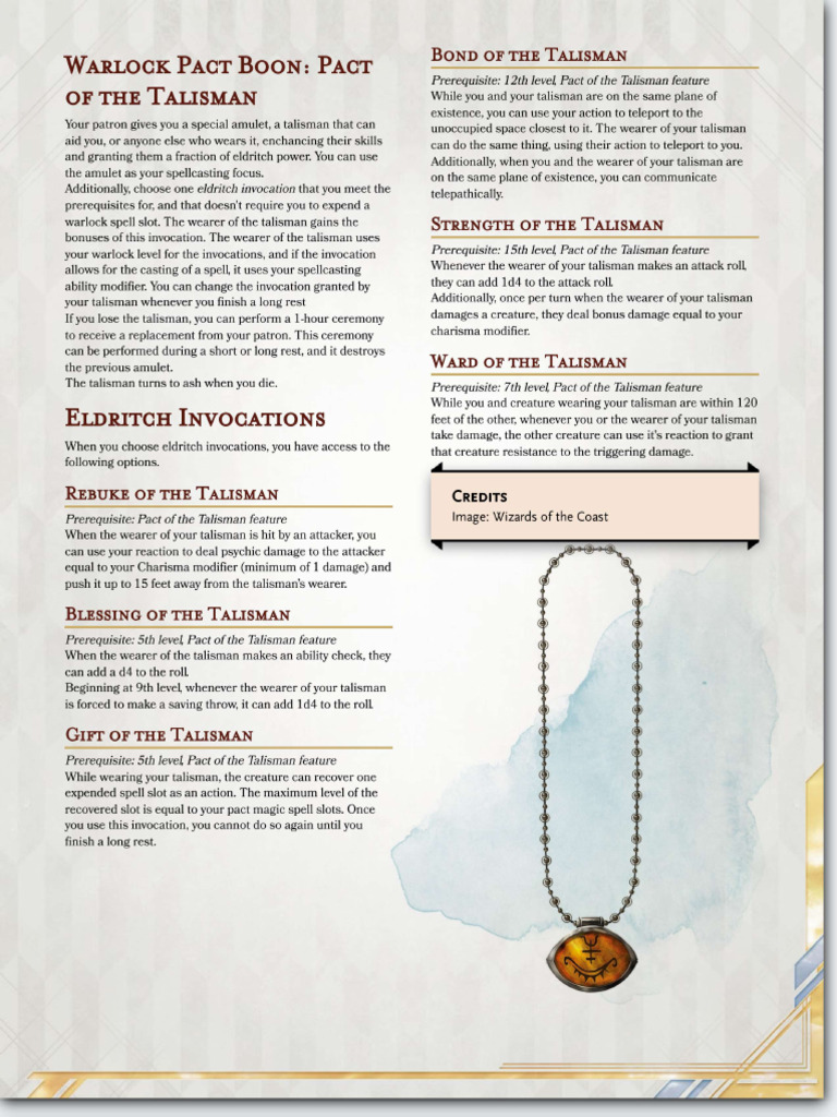 Pact of Talisman | PDF