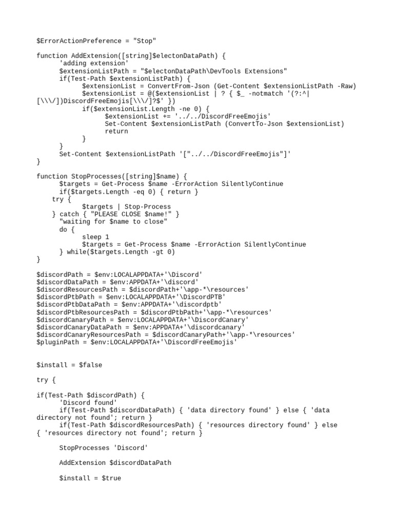 DiscordFreeEmojisInstaller ps1 | PDF | Computer Engineering | Software Development