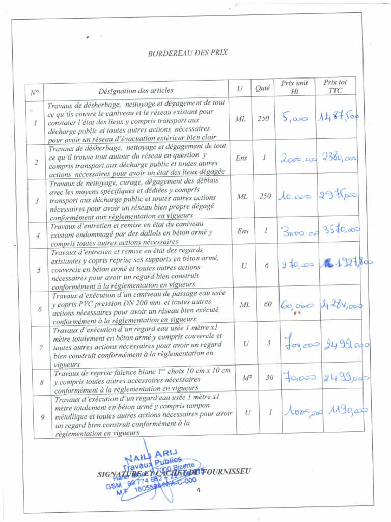 Bordereau Des Prix | PDF