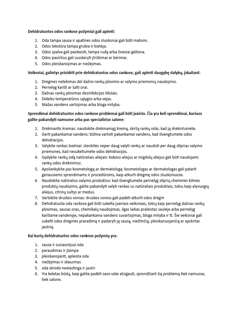 Dehidratuota Rankų Oda | PDF