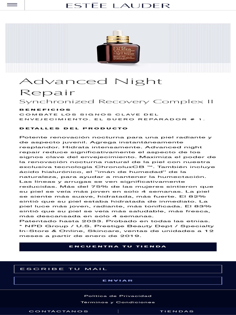 Advanced Night Repair Estee Lauder Peru Coresite | PDF | Salud y bienestar