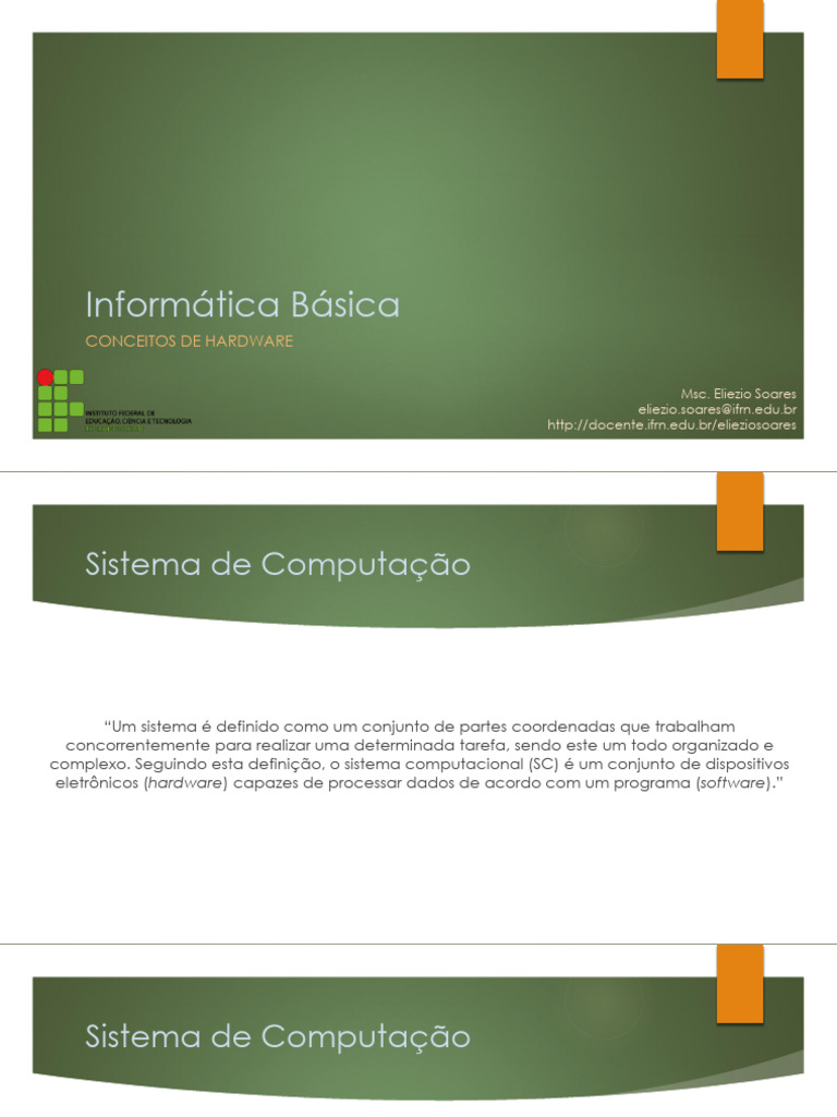 Aula 3 - Conceitos de Hardware | PDF | Armazenamento de dados de computador | Hardware de computador