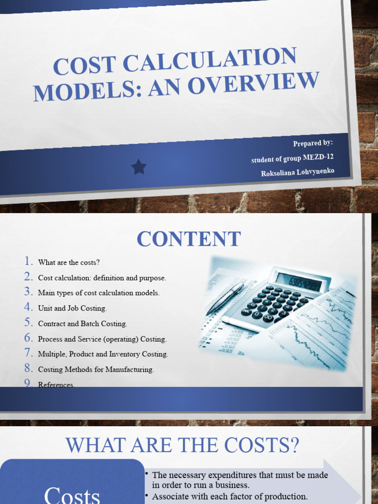 Cost Calculation Models. An Overview | PDF | Inventory | Production And ...
