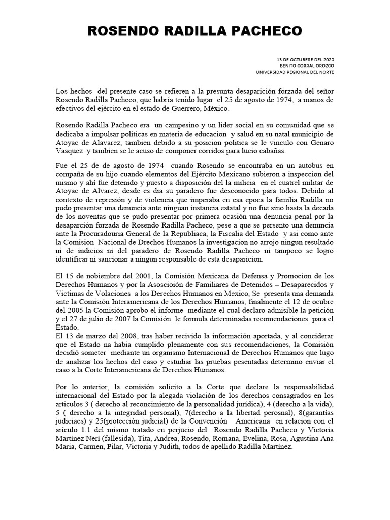 Actividad 7 Tema 4 Rosendo Radilla | PDF | México | Gobierno