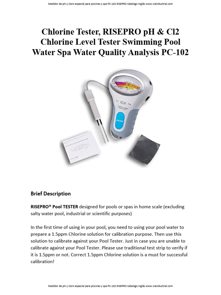 Chlorine Tester, RISEPRO PH & Cl2 Chlorine Level Tester Swimming Pool ...