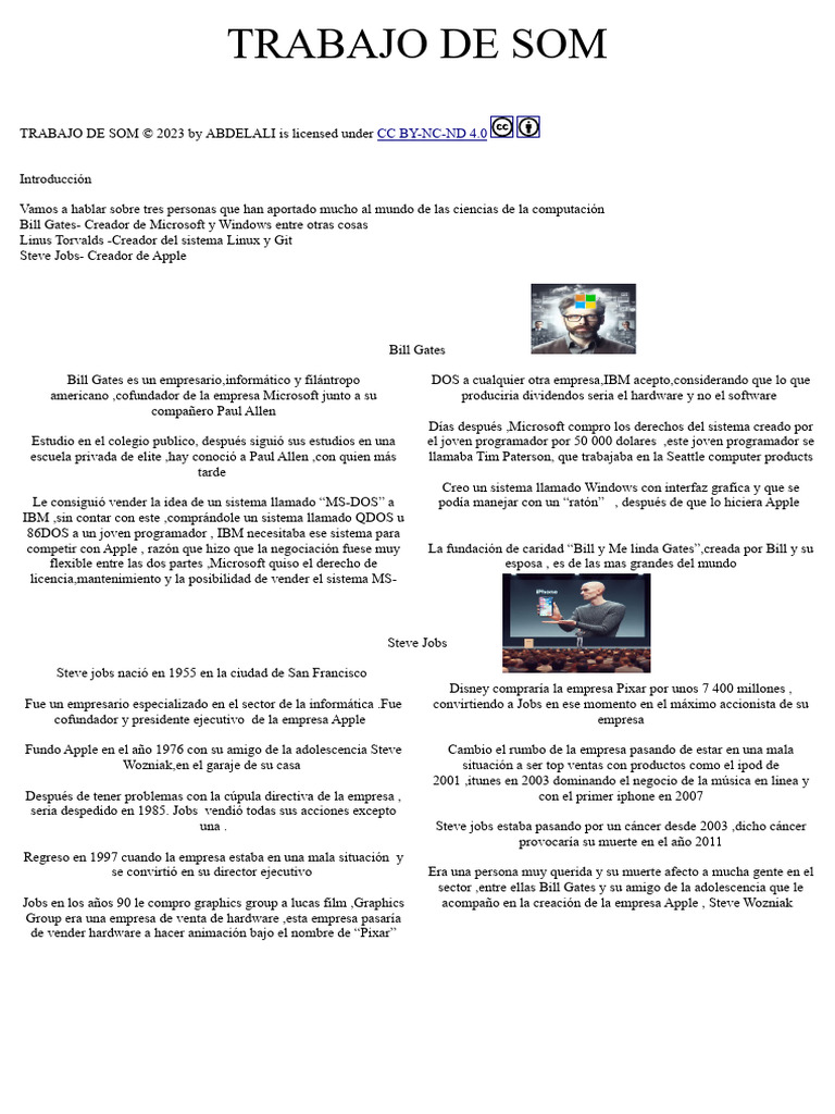 Steve Jobs, Linus Torvalds y Bill Gates | PDF | Ciencias de la ...