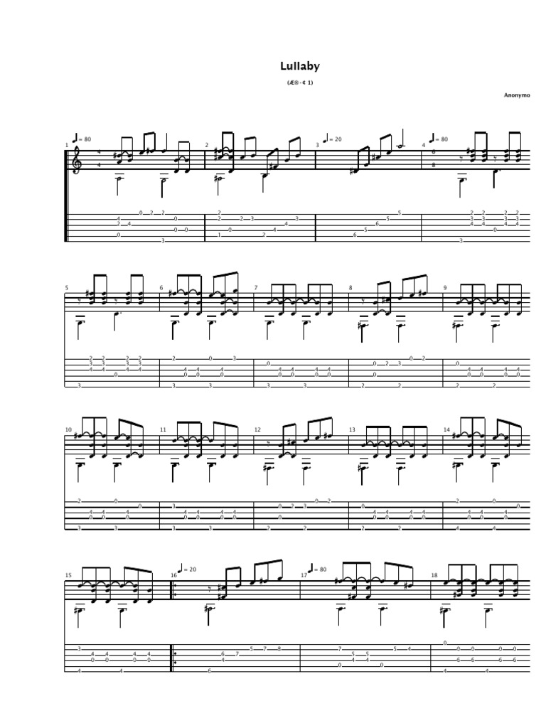 Lullaby Guitar Tabs | PDF