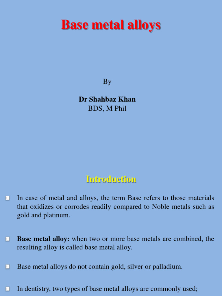 Base Metal Alloys-1 | PDF | Metals | Chromium