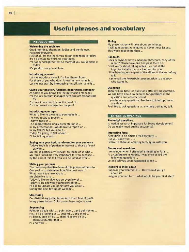 Key Phrases in Presentation | PDF