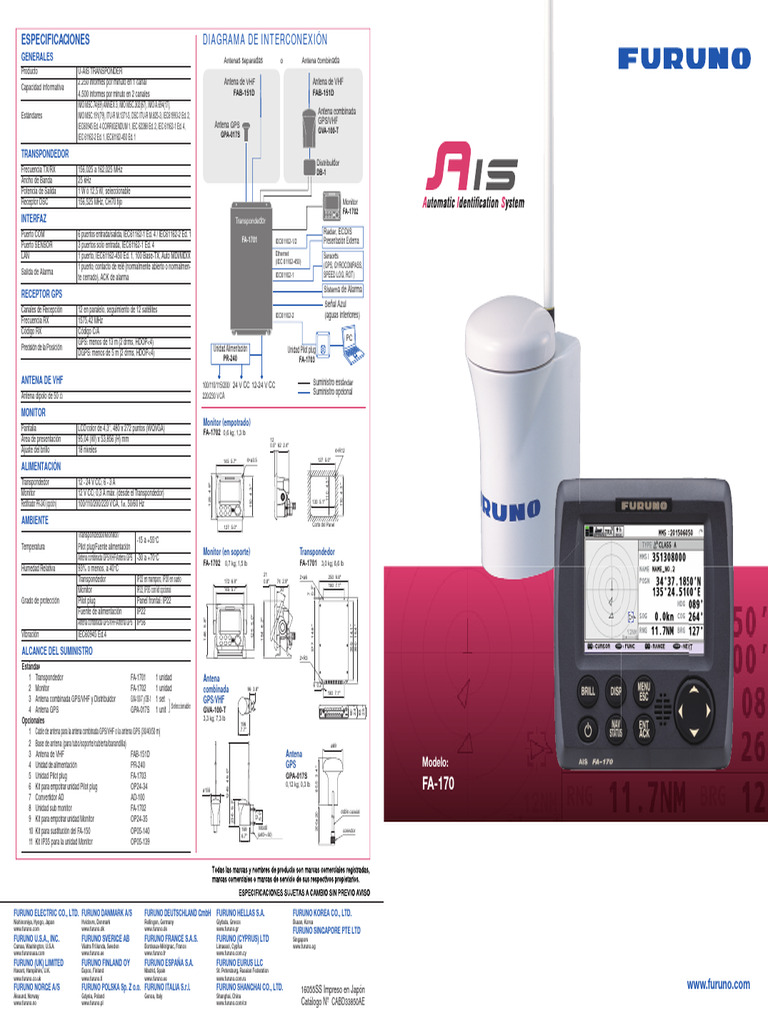 FA170 Catalogo Esp | PDF | Sistema de Posicionamiento Global | Antena (Radio)