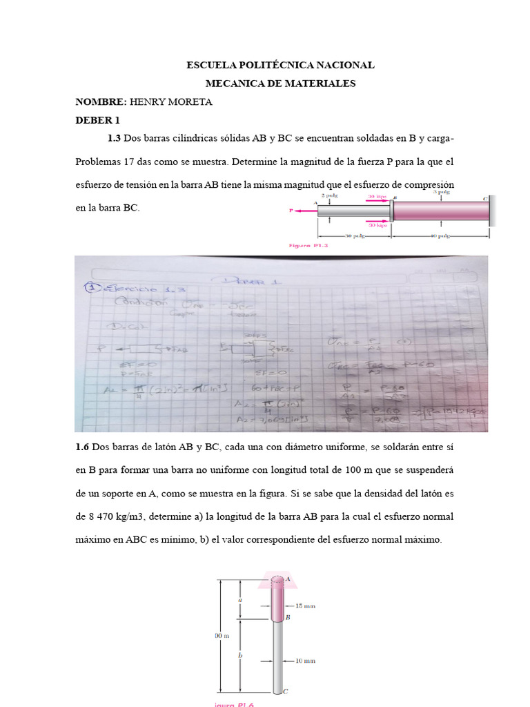 Deber 1 MM Moreta Henry | PDF | Tornillo | Ingeniería mecánica