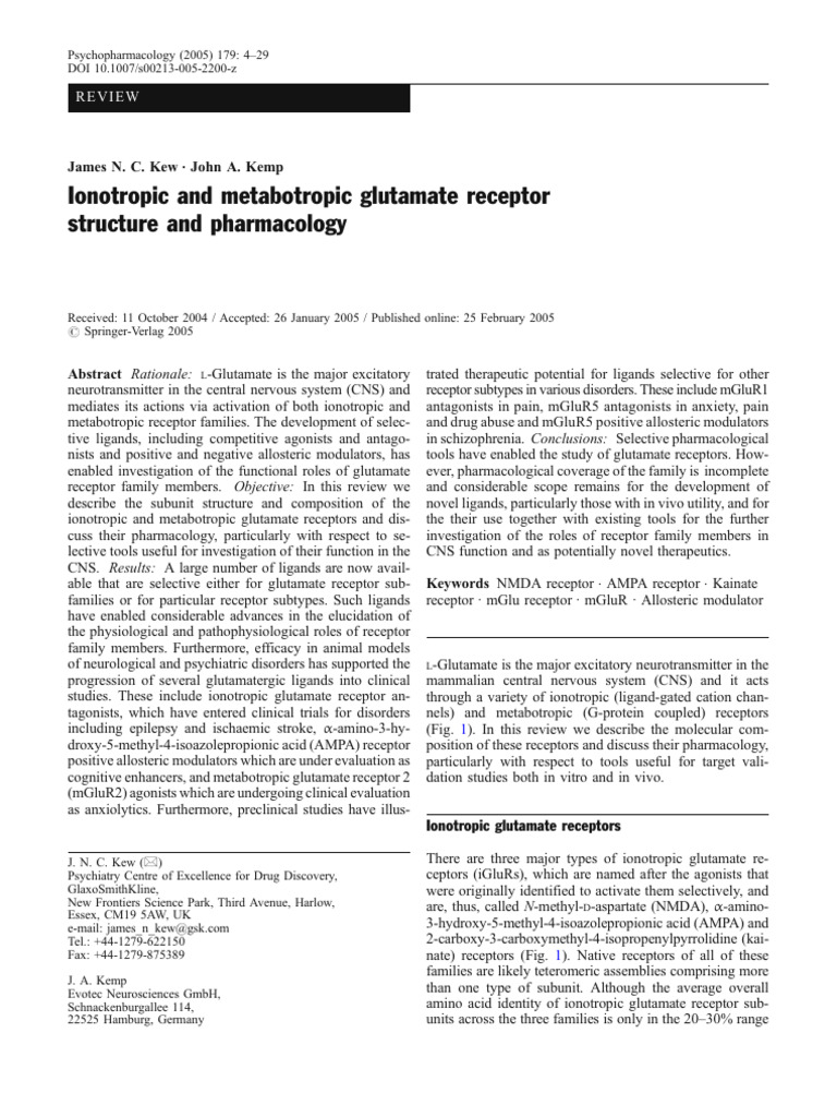 Kew 2005 Ionotropic and Metabotropic Glu Rec Structure (Ábra) | PDF ...