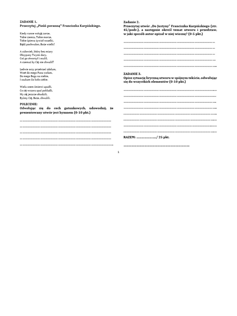 ZADANIE DOM. - Franciszek Karpinski | PDF