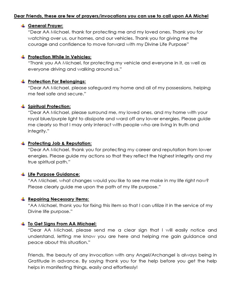 AA Michael Prayers & Invocation | PDF