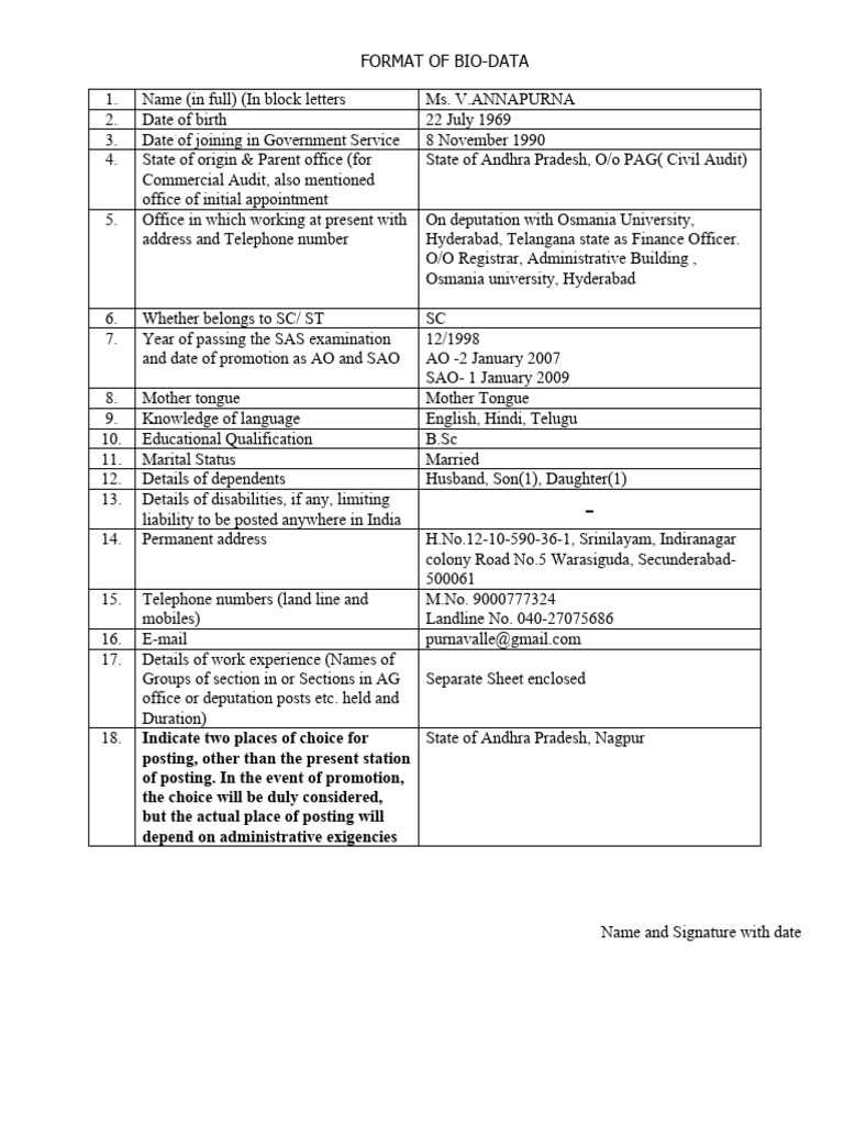 Bio-Data and Willingness Forms | Download Free PDF | Government
