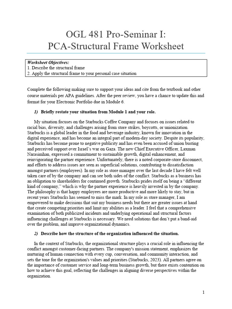 2 Structural Frame Worksheet | PDF | Starbucks | Organizational Structure