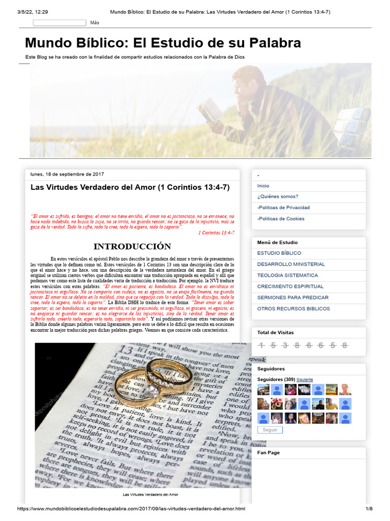 Mundo Bíblico - El Estudio de Su Palabra - Las Virtudes Verdadero Del Amor (1 Corintios 13 - 4-7 ...
