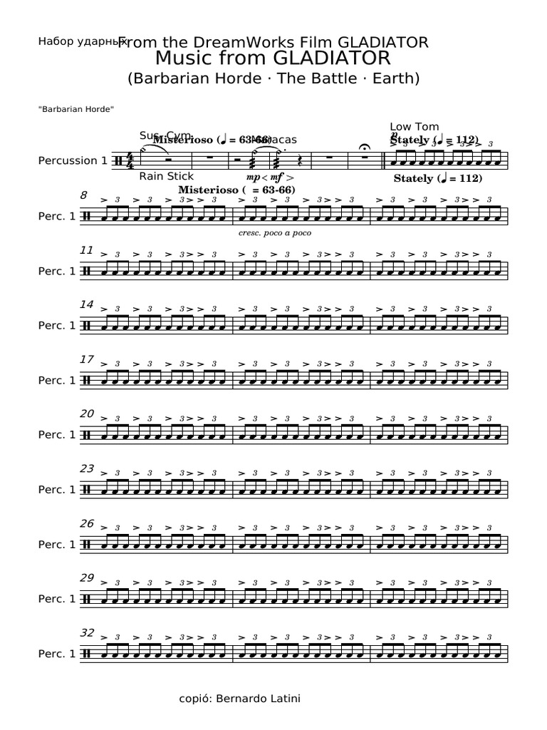 Music From Gladiator: From The Dreamworks Film Gladiator (Barbarian Horde The Battle Earth ...