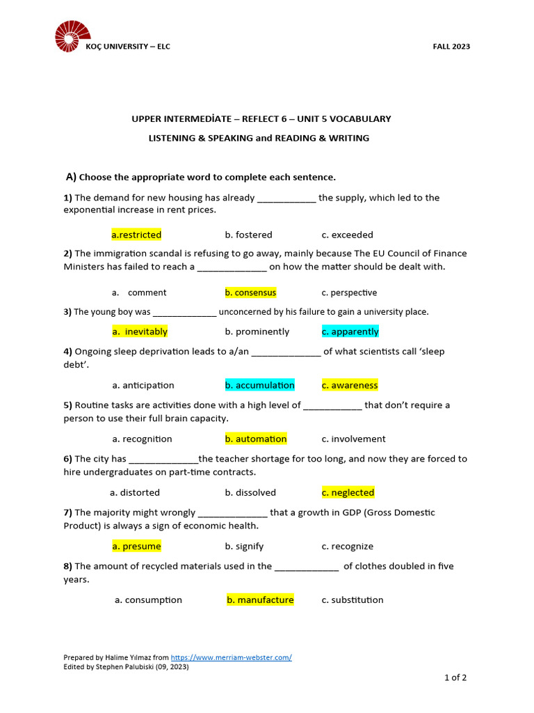 UI - Reflect6 - Unit 5 Vocabulary | PDF | Economies
