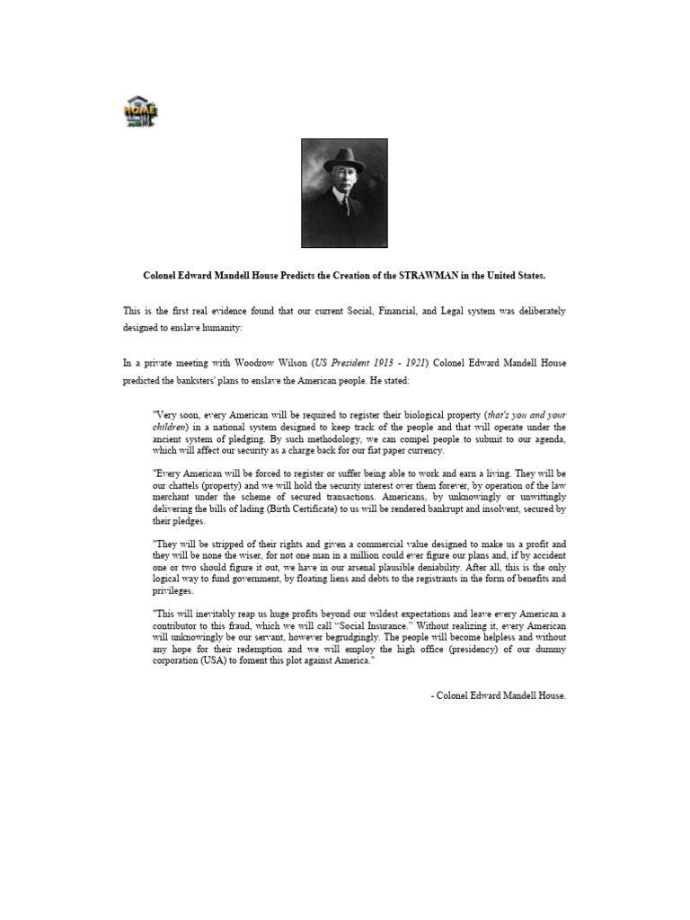 Colinel Edward Mandel House | PDF