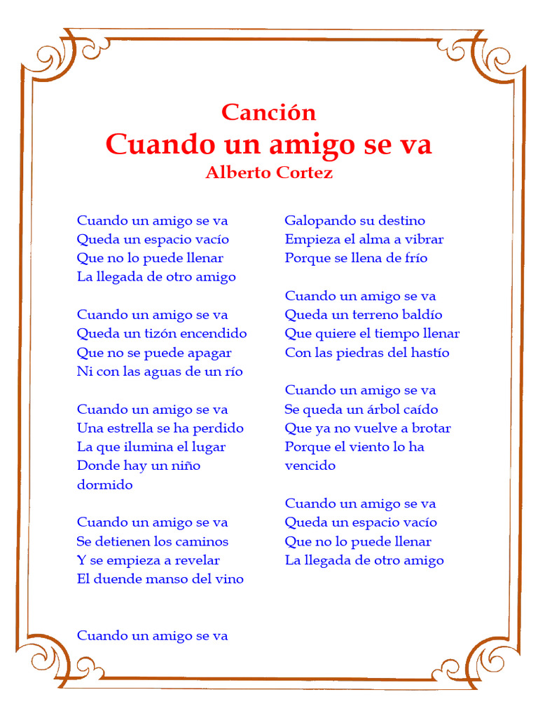 Canción Cuando Un Amigo Se Va | PDF