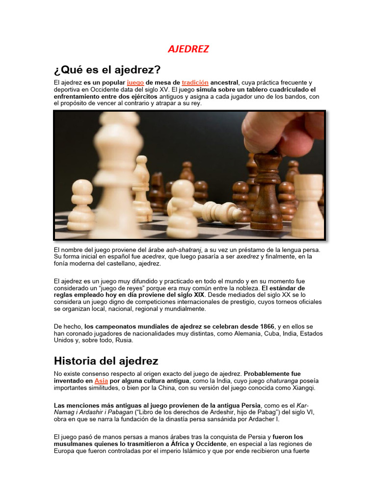 AJEDREZ | PDF | Ajedrez | Estrategia de ajedrez
