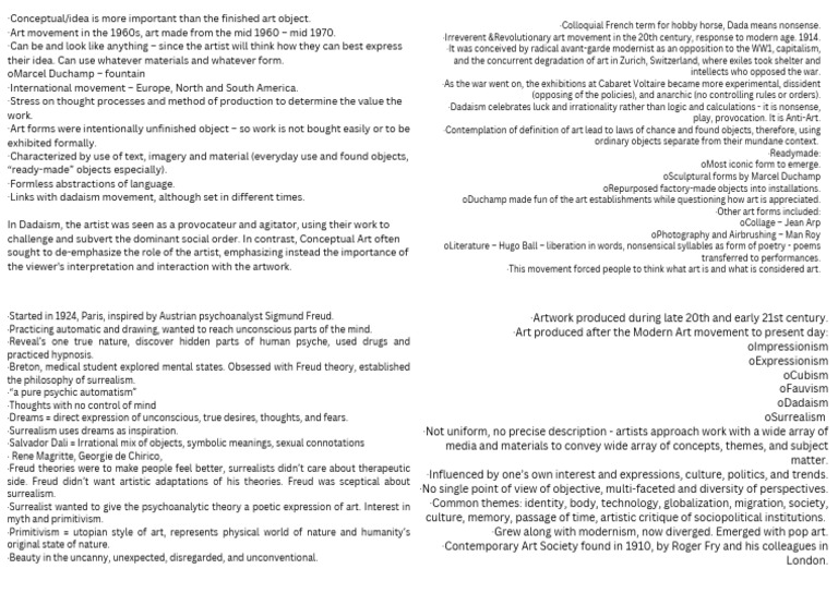 Art Movement Tracing Paper | PDF | Surrealism | Art Movements