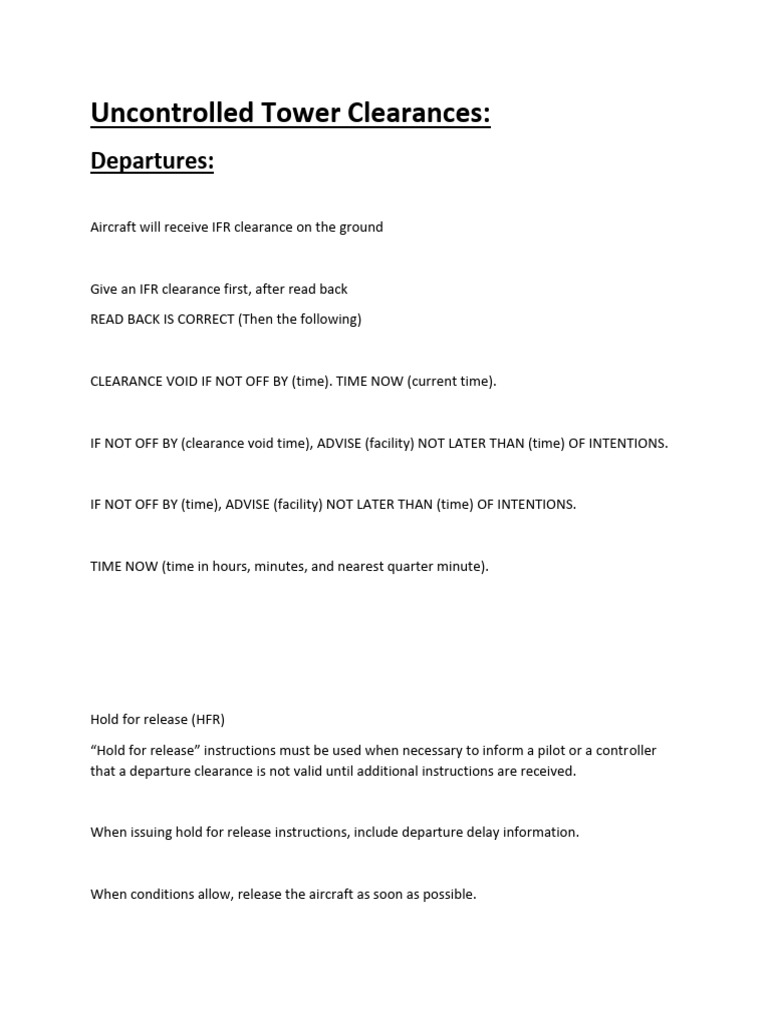 Uncontrolled Airport IFR Clearances | PDF | Instrument Flight Rules ...