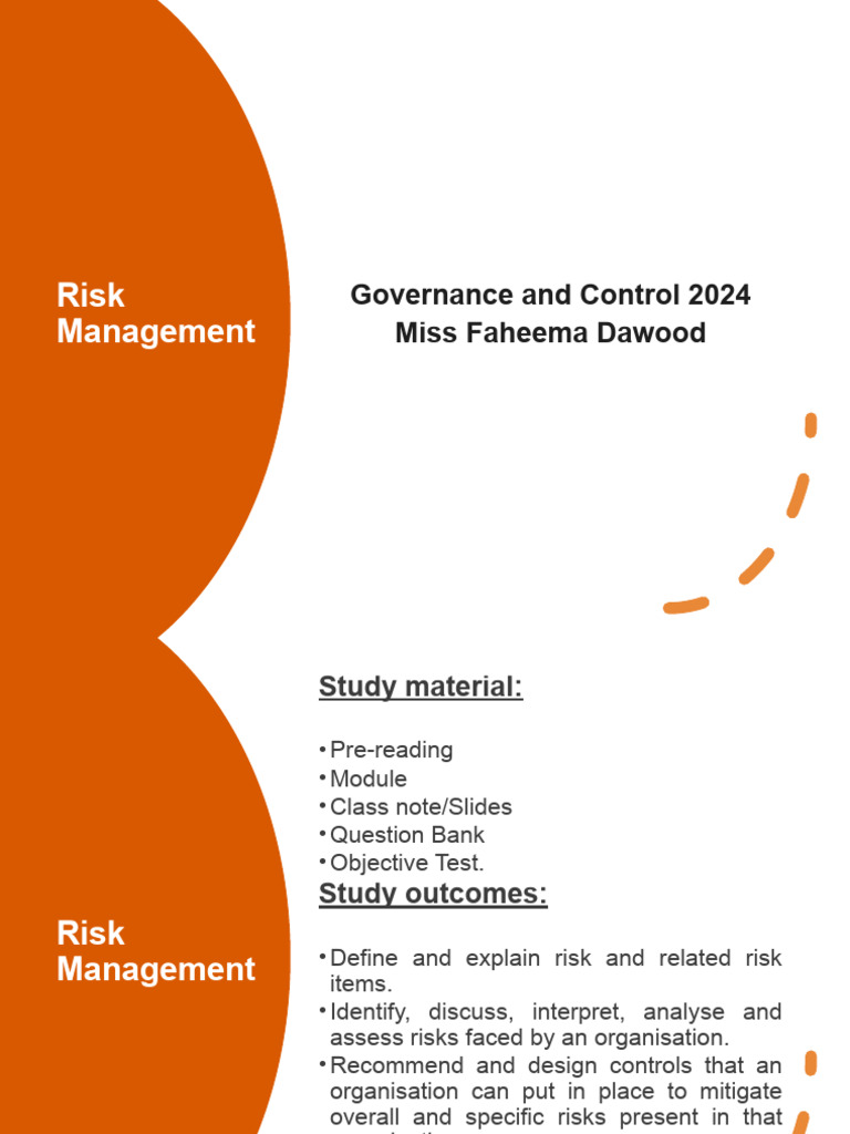 Risk Management Lecture Slides | PDF | Risk | Internal Control